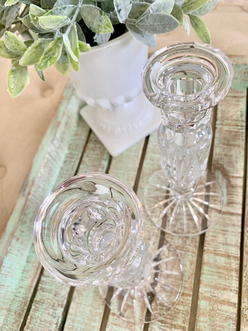 Gorham Crystal Single Light Candlestick Set of Two Vertical Fan ...