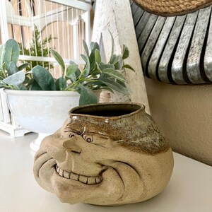 Vintage Colorado Potter Gretchen Larson Face Pottery Planter - Etsy