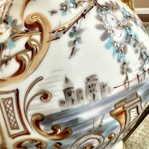 Stunning Carlsbad Austria Victorian Pillow Vase / Moon Vase Floral ...