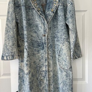 1980's Vintage Acid Washed Jean Trench Coat PG Collections Ginger Bort ...