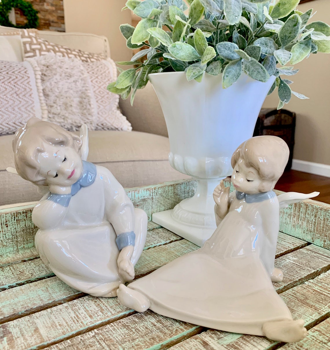 Sweet Little Sitting Angel Figurines Signed LaVon Daydreaming | Etsy