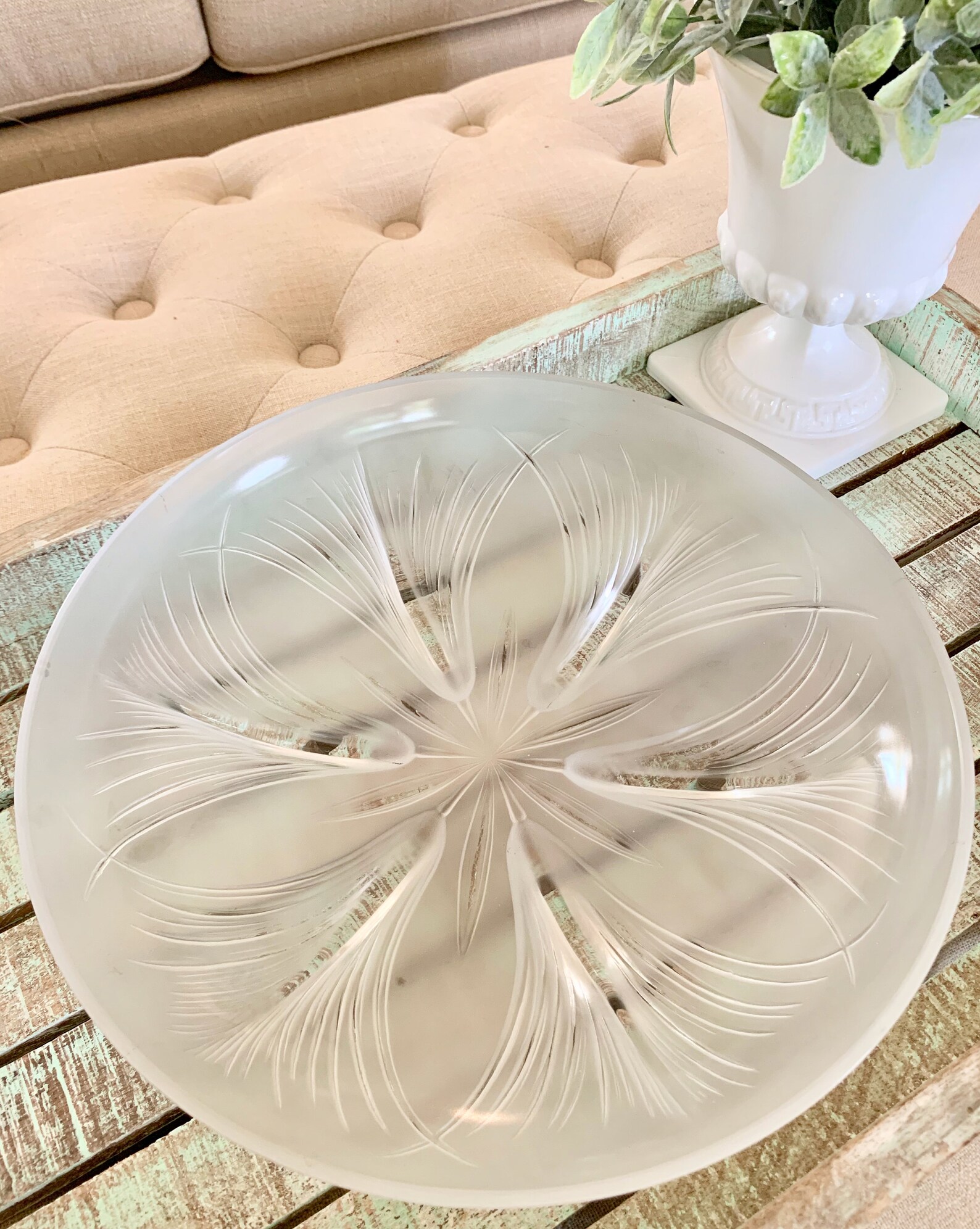 Verlys Glass Large Frosted Decor Bowl Tassel Bowl Art Glass | Etsy