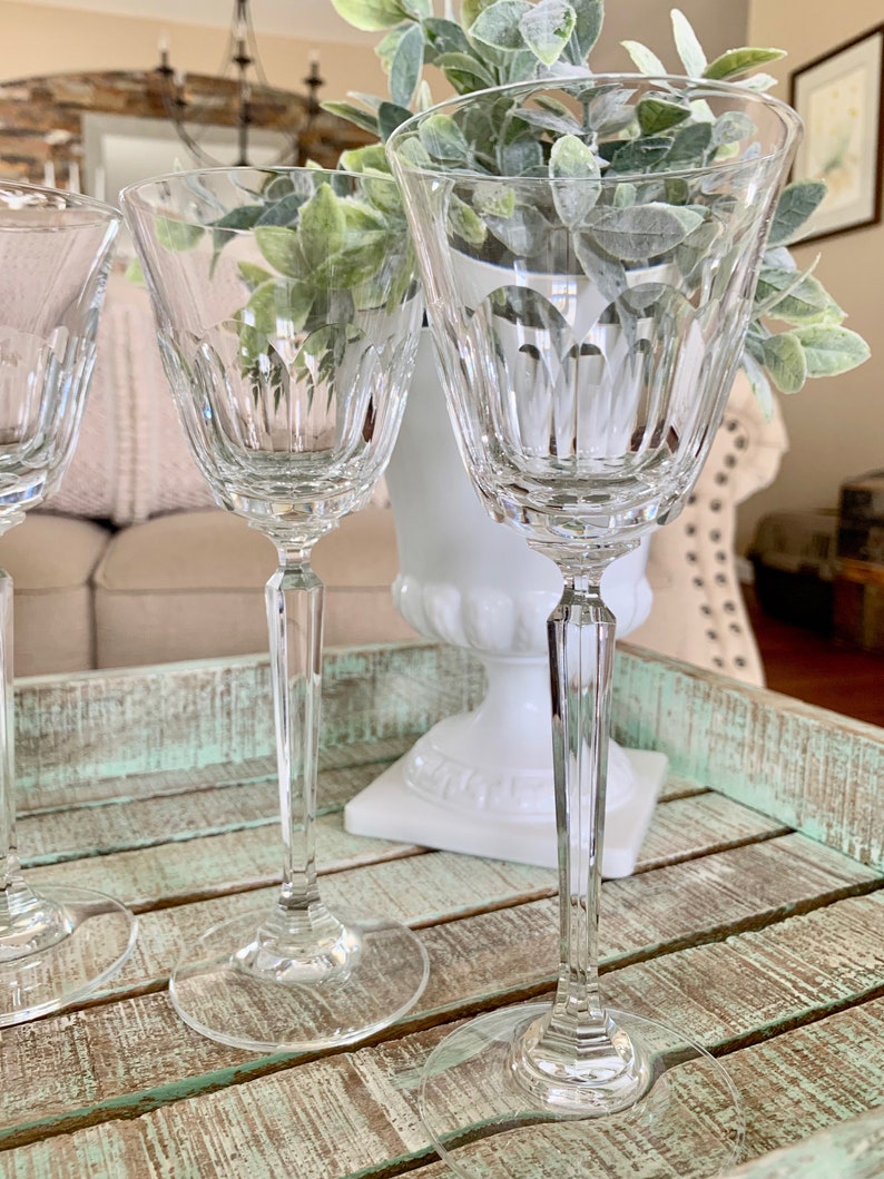 Set Of Four Mikasa Crystal Wine Glasses In The Ashley Pattern Etsy