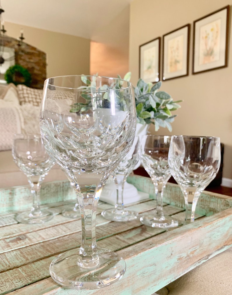 Atlantis Crystal Set of Six Wine Glasses Evora Cut Pattern Wedding New ...
