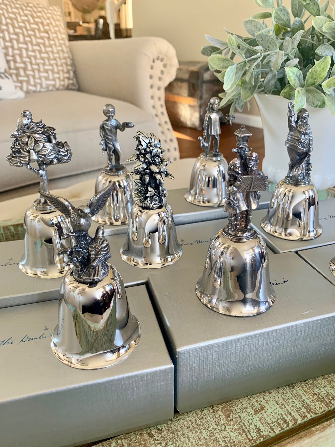 8 the Danbury Mint Christmas Bells Silverplate W/original Box - Etsy