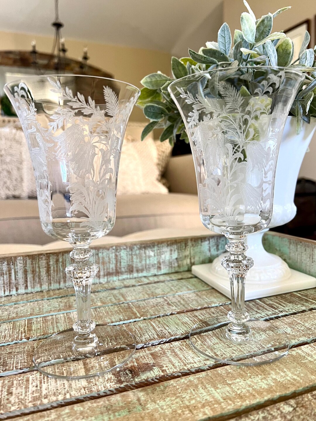 Tiffin - Franciscan Crystal Water Goblet / Wine Glass Set of Two ...