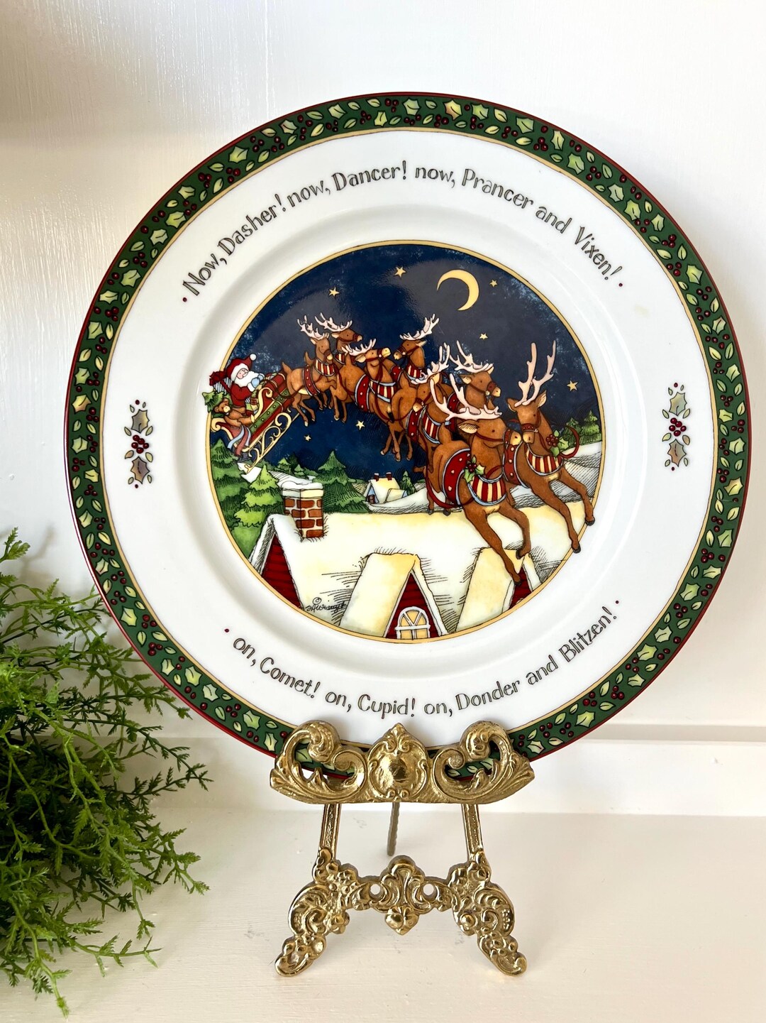 Portmeirion A Christmas Story Dinner Plate - Now Dasher, Now Dancer ...