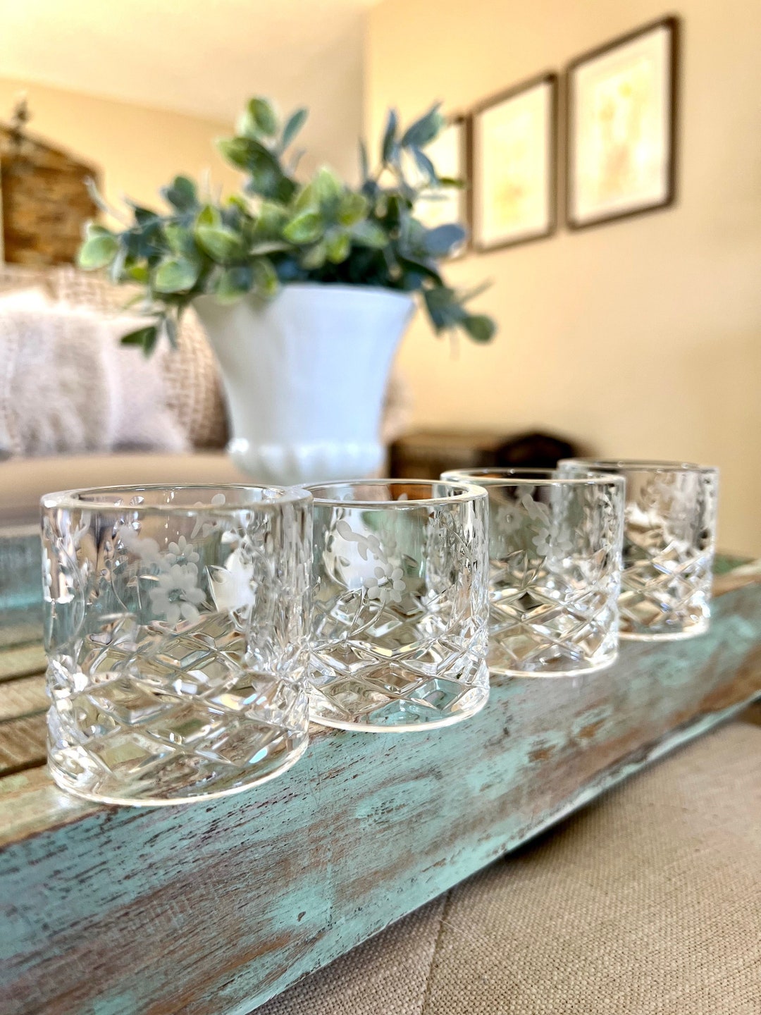 Rogaska Crystal Set of 4 Crystal Napkin Rings Gallia Pattern Wedding ...