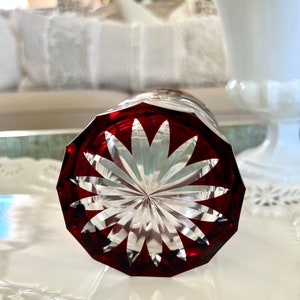 Vintage Byron Craft Edo Kiriko Ruby Cut to Clear Uoku Bamboo Leaves ...