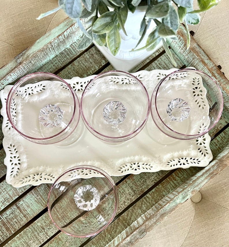 Sasaki Crystal Champagne / Tall Sherbet Set of Four Pink - Etsy