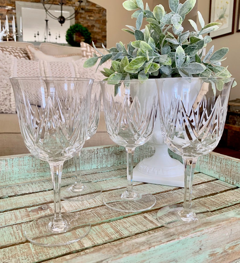 Hoya Crystal Set of Four Water Goblets or Large Wine Glass | Etsy