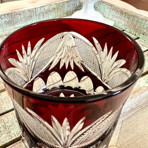 Vintage Byron Craft Edo Kiriko Ruby Cut to Clear Uoku Bamboo Leaves Design Old Fashioned - on ...