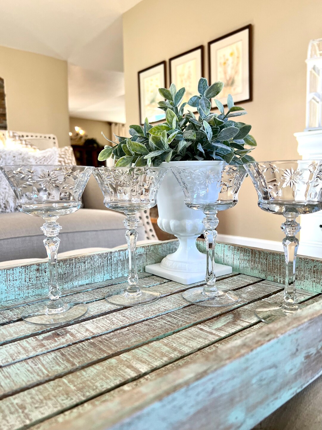 Tiffin - Franciscan Crystal Champagne Tall Sherbet Set of Four Optic ...