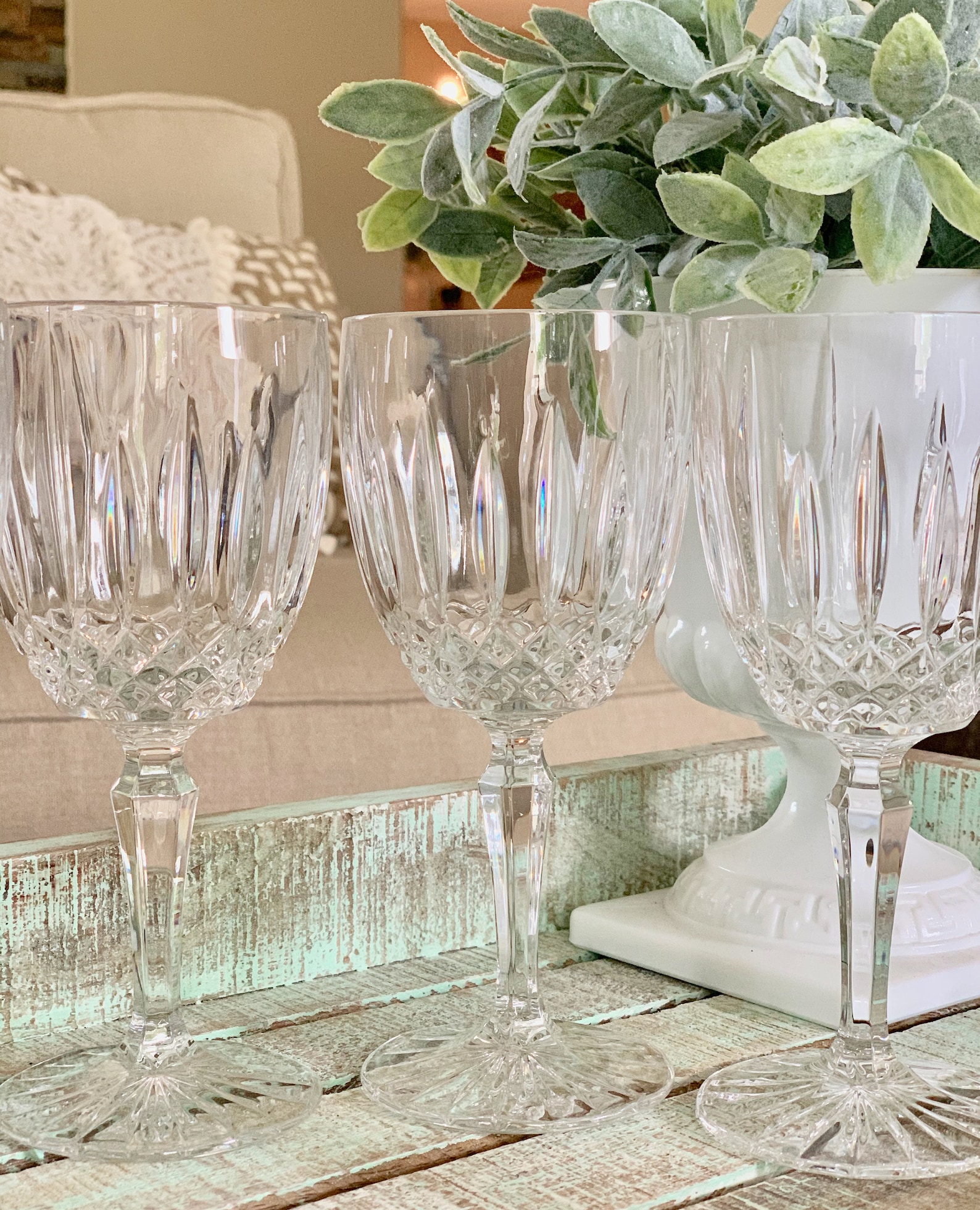 Mikasa Crystal Set Of Six Wine Glasses Old Dublin Pattern Etsy