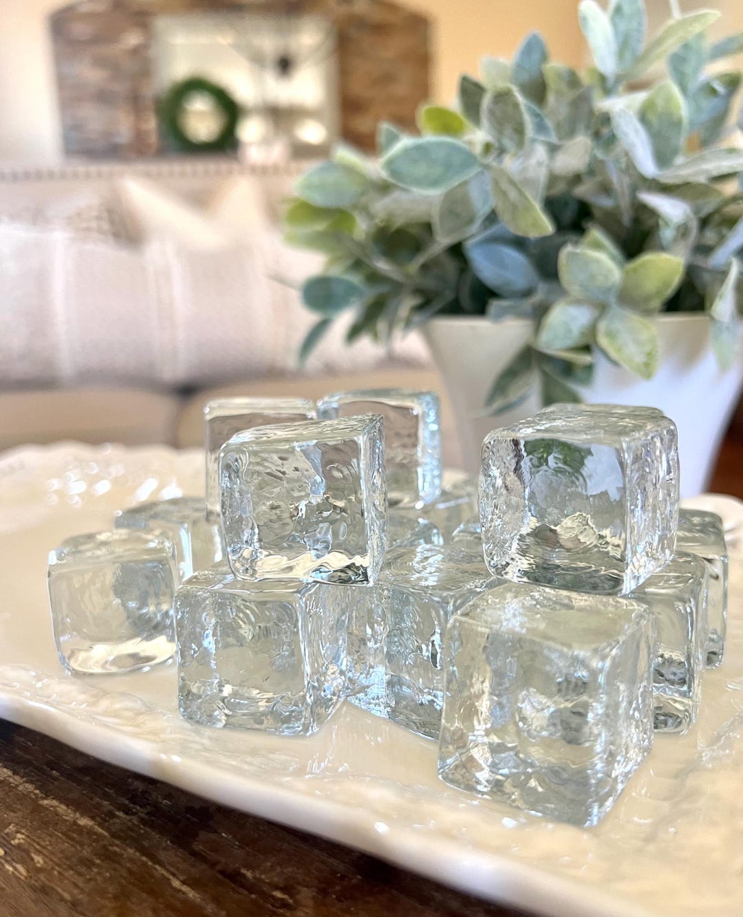20 Vintage Slab Glass Clear Ice Cubes, Fake Ice Cubes 1 Inch, Display ...
