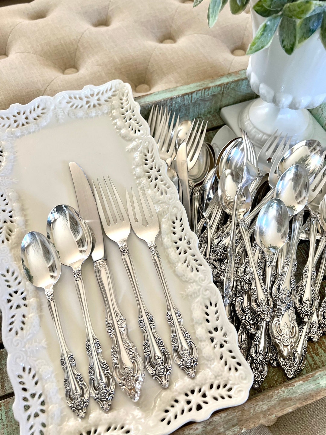 Oneida Community Silver Plate Silverplated 62 Piece Flatware Set ...