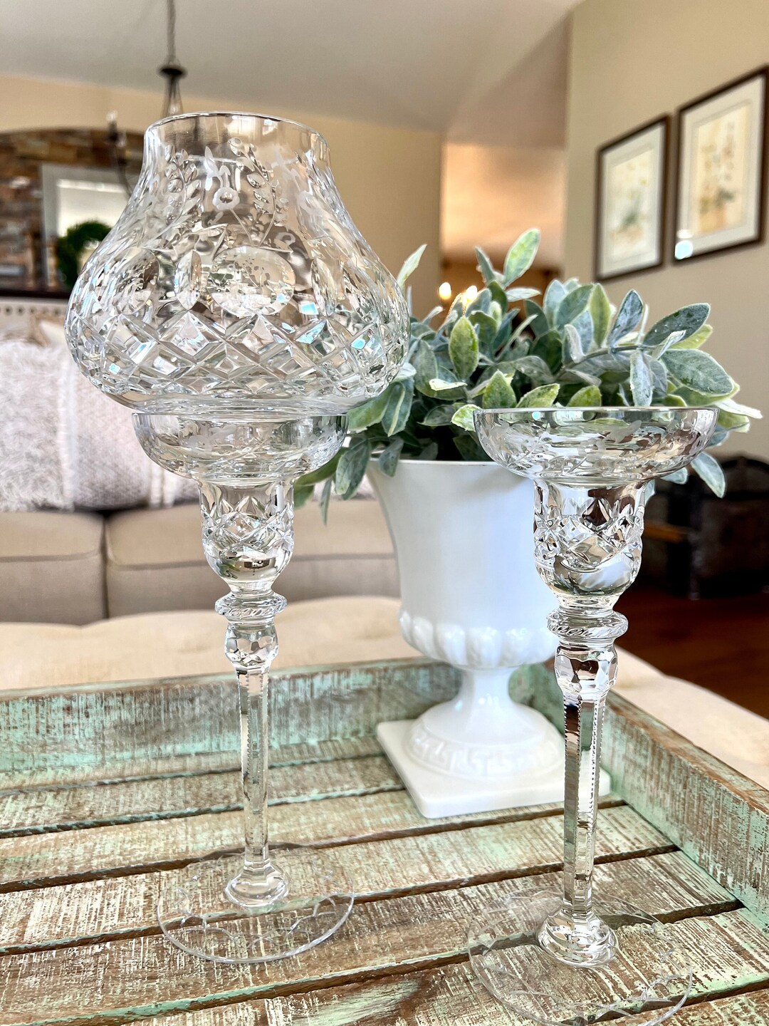 2 Rogaska Crystal Candlesticks 7 7/8 Inch Single Light Candlesticks 1 ...