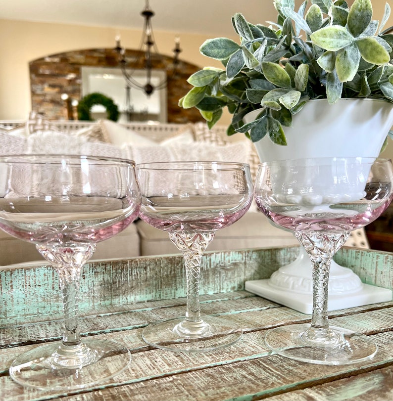 Sasaki Crystal Champagne / Tall Sherbet Set of Four Pink - Etsy