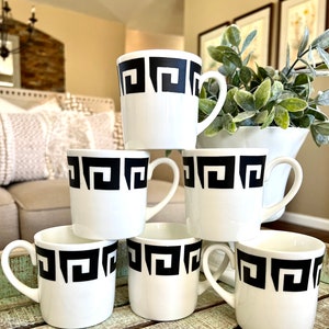 Six Wedgwood Cups Black Keystone Pattern Susie Cooper Designs Greek Key ...