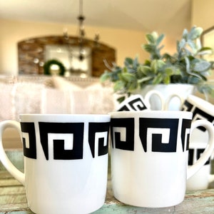 Six Wedgwood Cups Black Keystone Pattern Susie Cooper Designs Greek Key ...