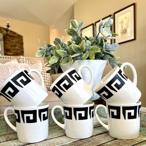 Six Wedgwood Cups Black Keystone Pattern Susie Cooper Designs Greek Key ...
