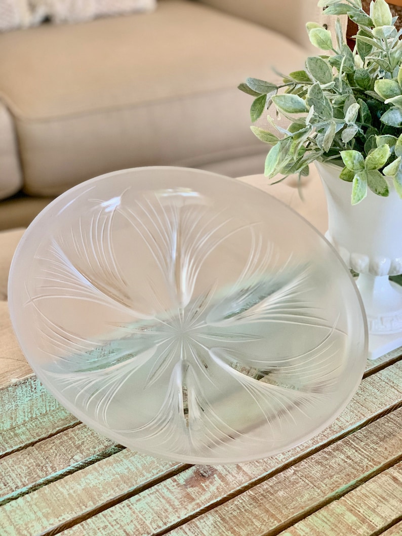 Verlys Glass Large Frosted Decor Bowl Tassel Bowl Art Glass | Etsy