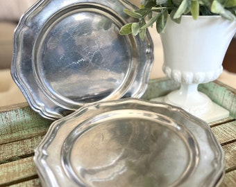 Set of 4 Wilton Armetale RWP Pewter Queen Anne Dinner Plates 10.5 Made ...