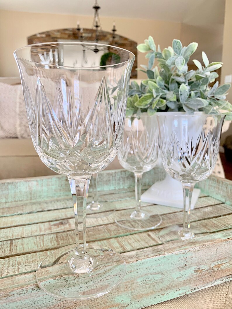 Hoya Crystal Set of Four Water Goblets or Large Wine Glass | Etsy