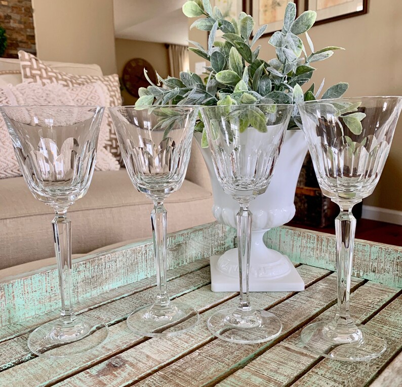 Set Of Four Mikasa Crystal Wine Glasses In The Ashley Pattern Etsy