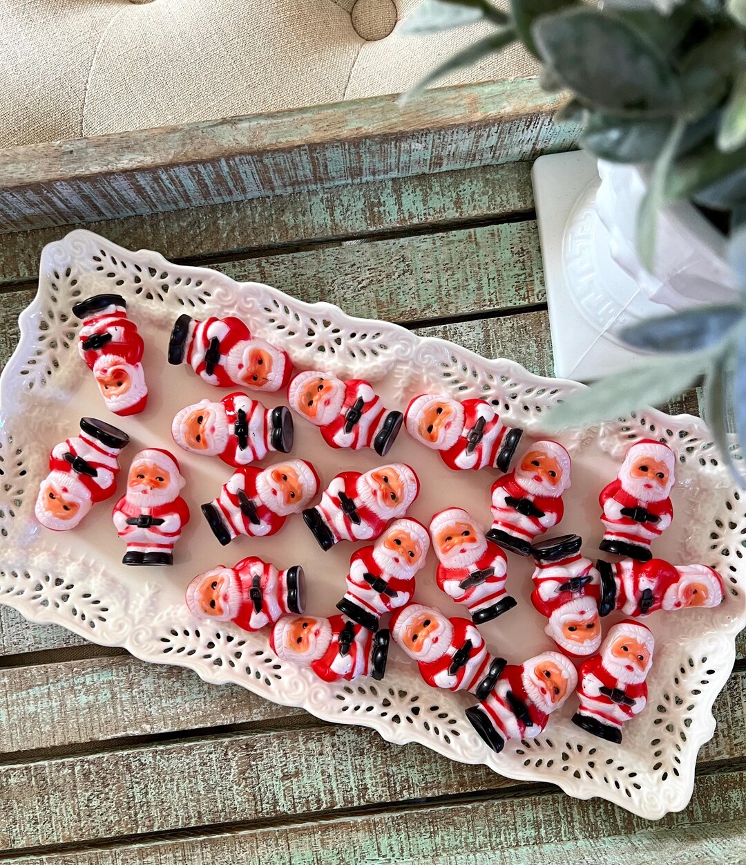 Vintage Kitsch Blow Mold Plastic Mini Santa Claus Light Covers Set of ...