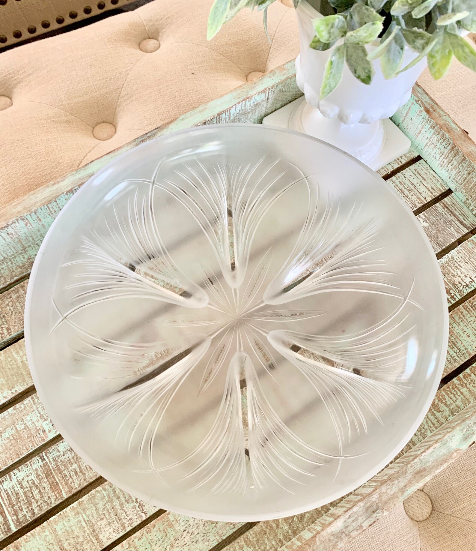 Verlys Glass Large Frosted Decor Bowl Tassel Bowl Art Glass - Etsy