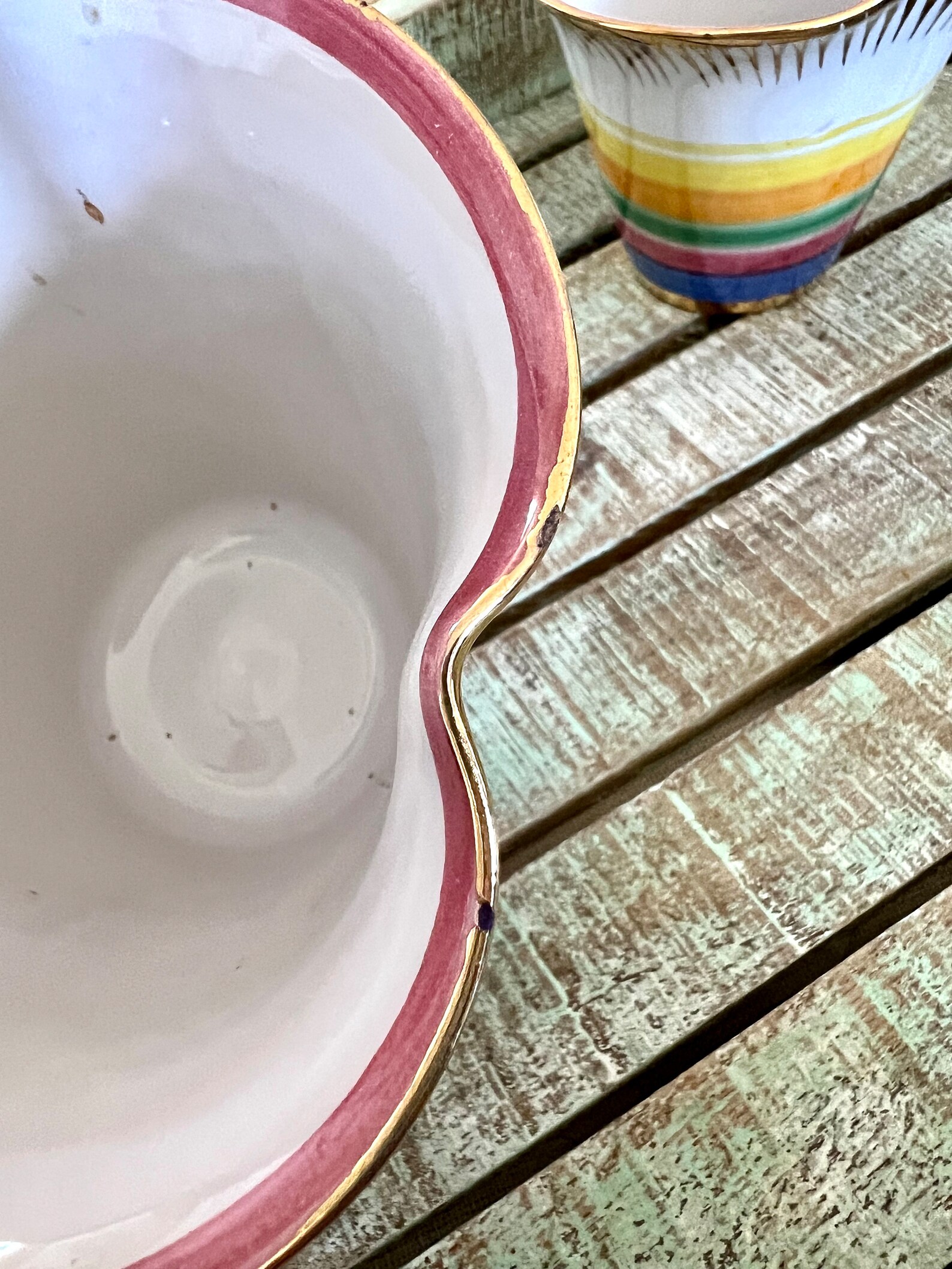 Set of Four Rainbow Colored Planters Made in Italy Gold Trim - Etsy