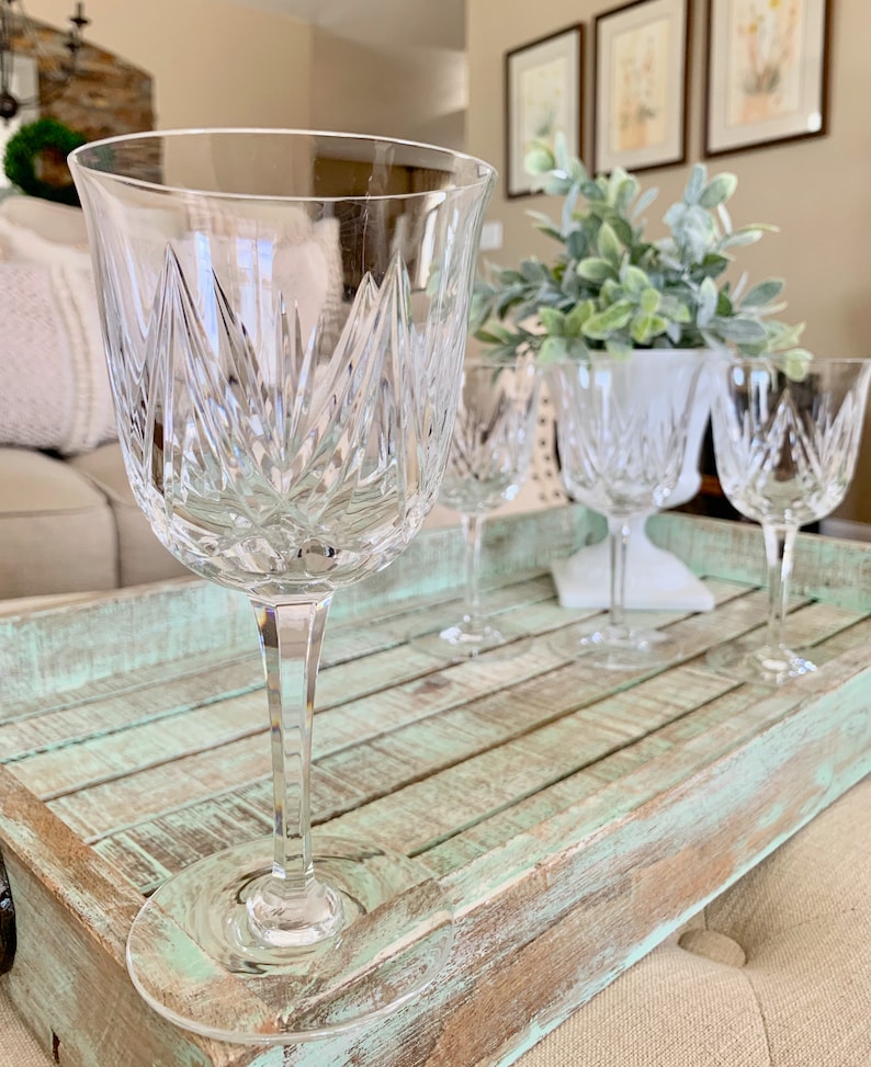 Hoya Crystal Set of Four Water Goblets or Large Wine Glass | Etsy