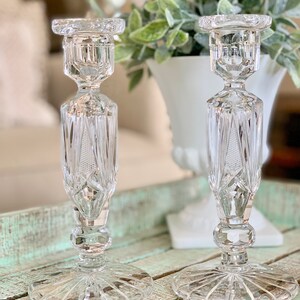 Gorham Crystal Single Light Candlestick Set of Two Vertical Fan ...