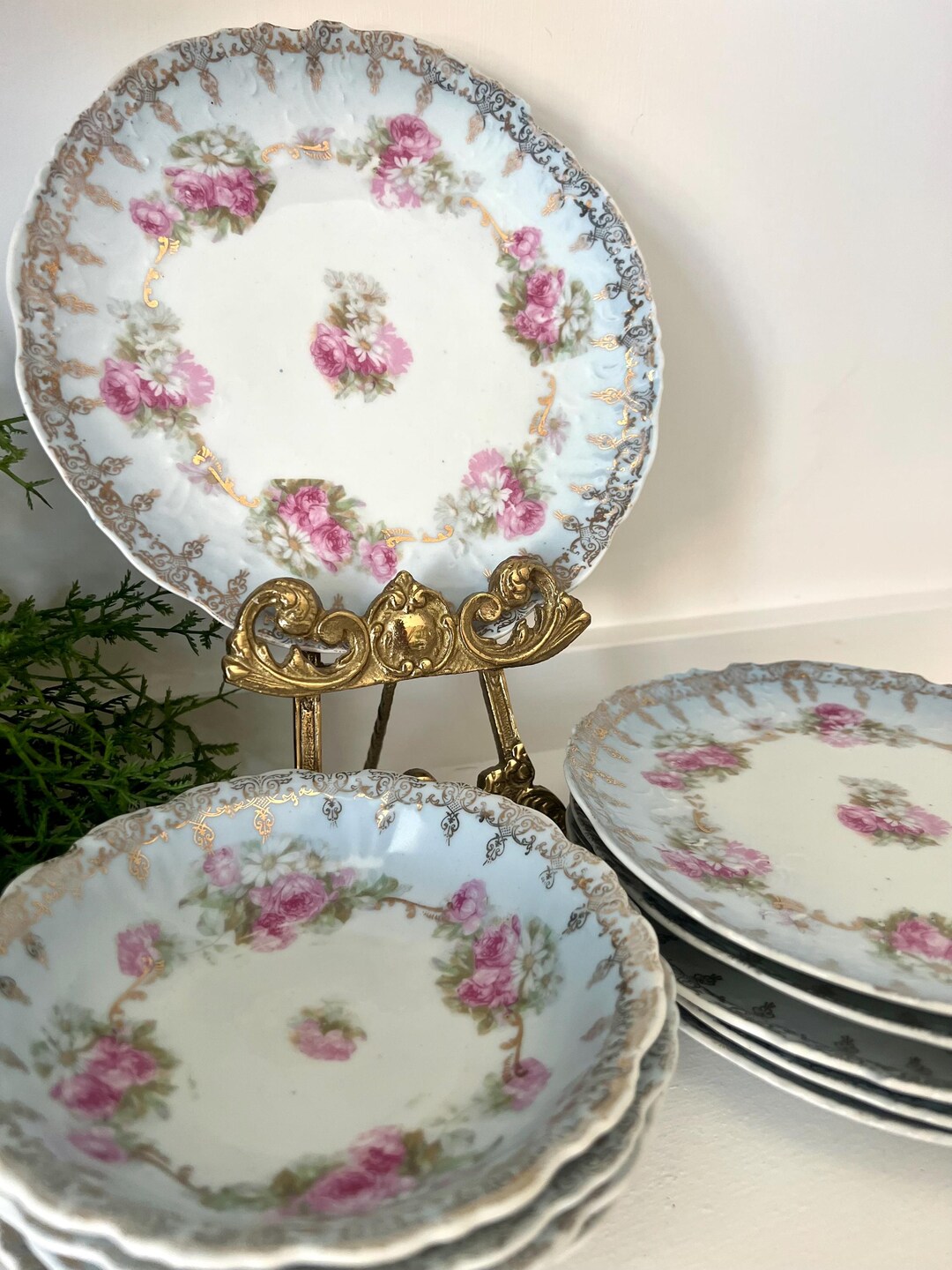 Antique Elbogen Gold Gilt 6 Desert / Bread and Butter Plates and 4 ...