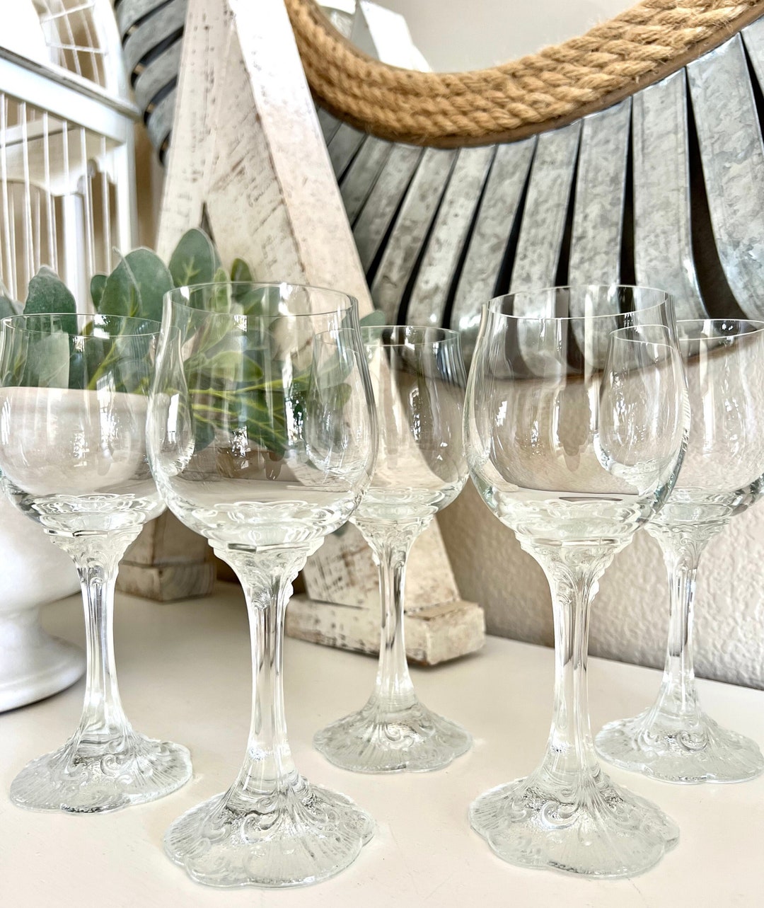 Rosenthal Crystal Germany White Wine Glass Monbijou Pattern Set of Five ...