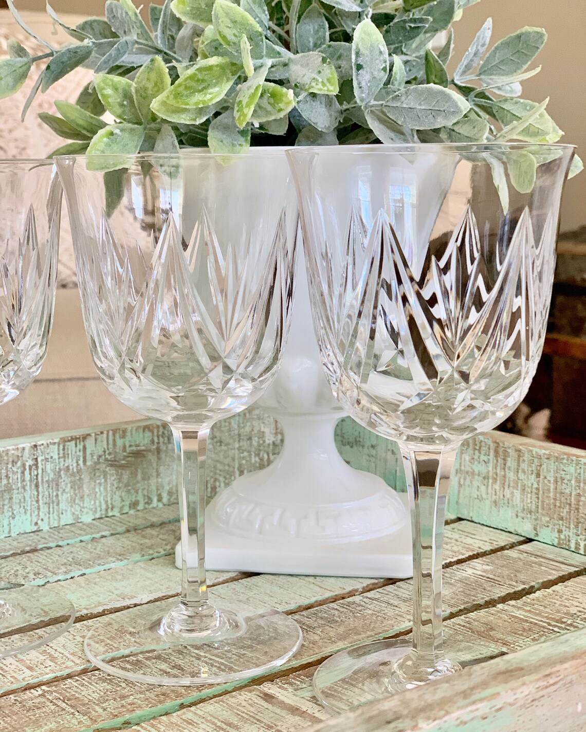 Hoya Crystal Set of Four Water Goblets or Large Wine Glass | Etsy