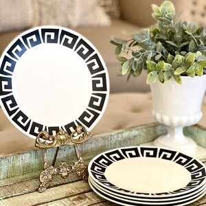 Wedgwood Salad Plates Set of Five Black Keystone Pattern Susie Cooper ...