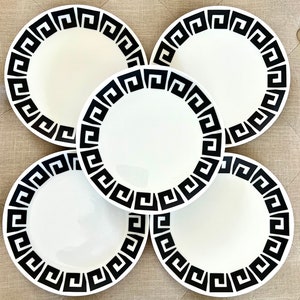 Wedgwood Salad Plates Set of Five Black Keystone Pattern Susie Cooper ...