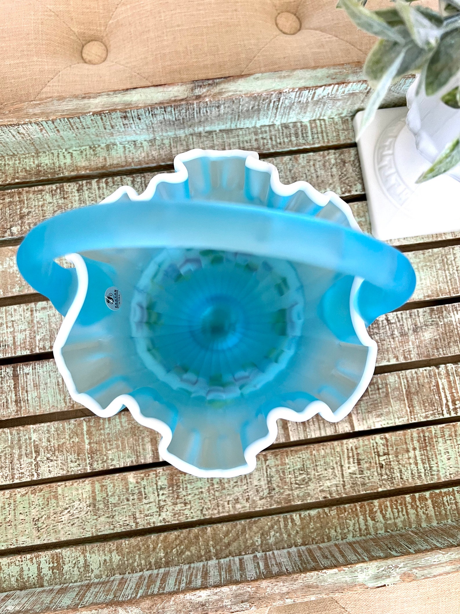 Fenton Charleton Collection Glass Hand Decorated Roses White Crested ...