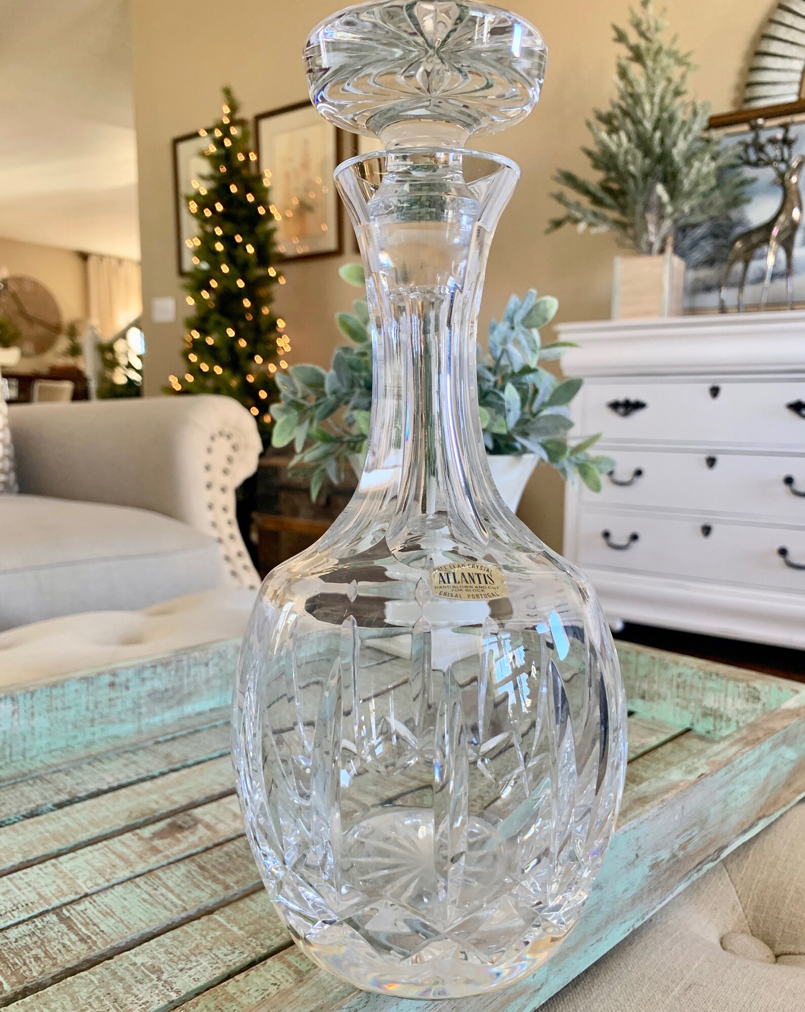 Atlantis Crystal Decanter Sofia Pattern Criss Cross Cut | Etsy