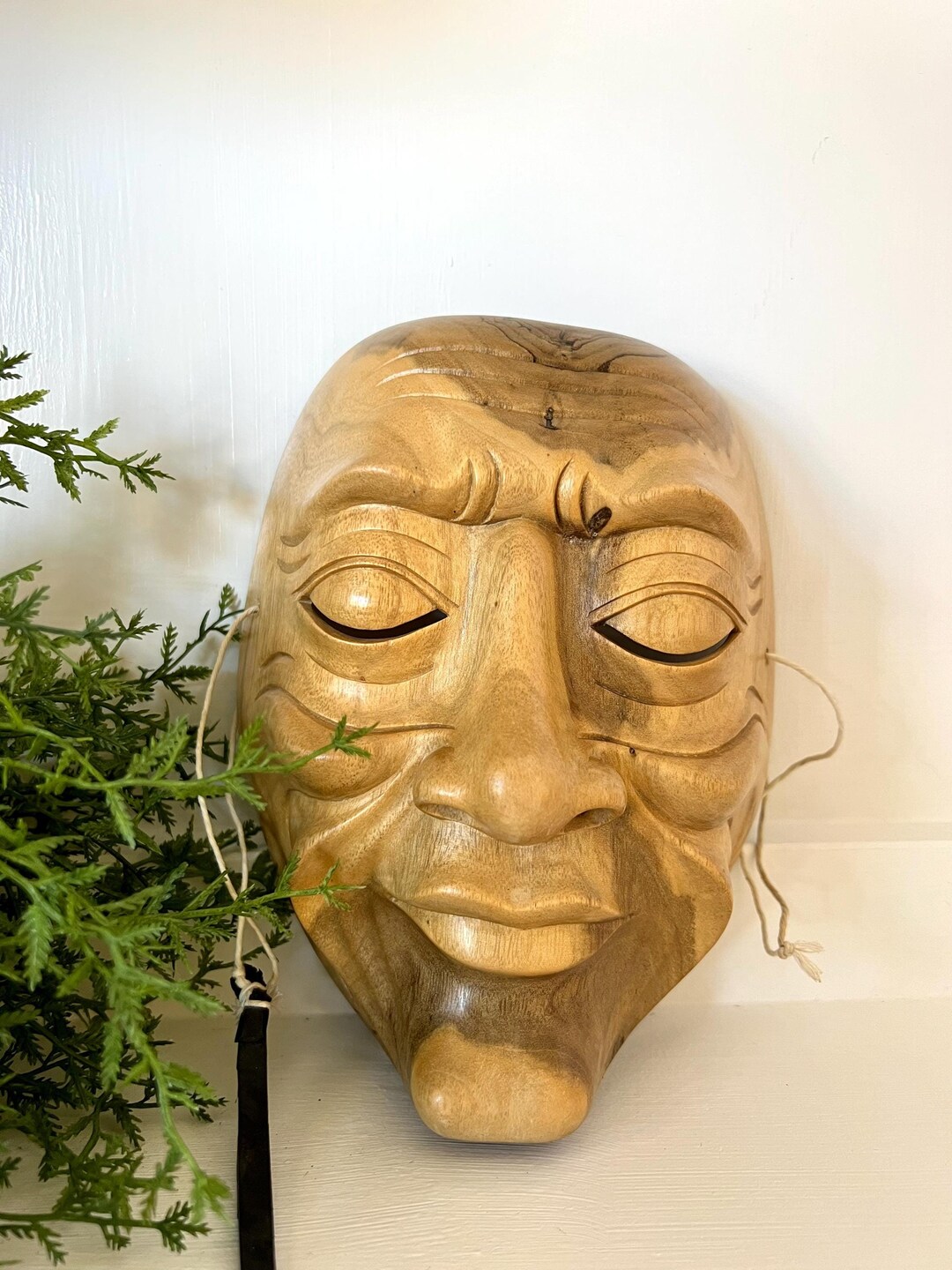Vintage Hand Carved Wooden Balinese Mask, Mas Bali, Gallery Wall ...