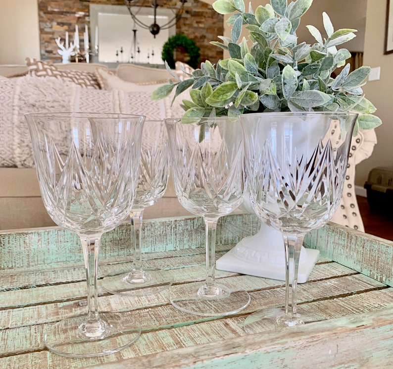 Hoya Crystal Set of Four Water Goblets or Large Wine Glass | Etsy