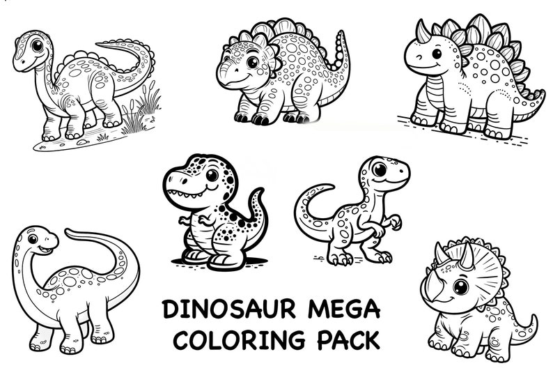 Dinosaur Children's Colouring Page Mega Pack | T-rex, Parasaurolophus ...