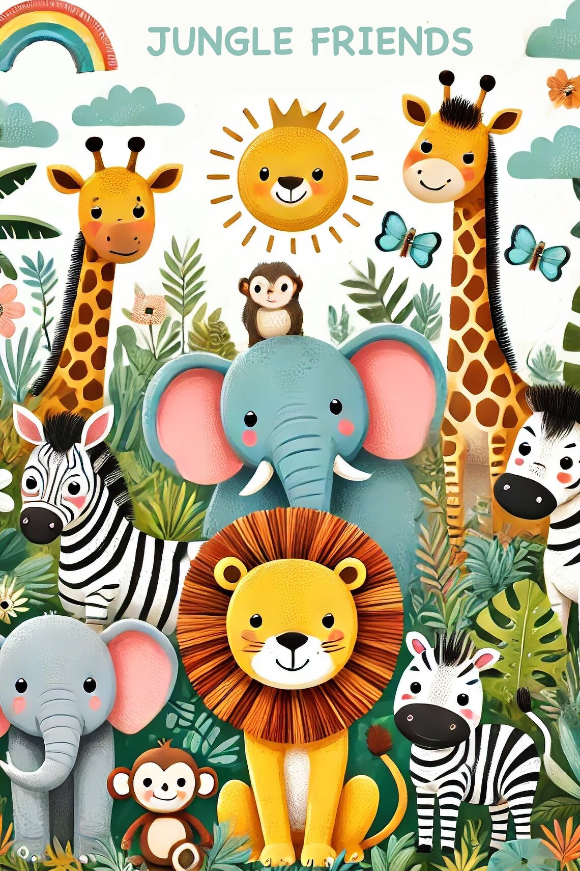 Digital Download Jungle Animal Poster for Kids | Adorable Wall Art ...