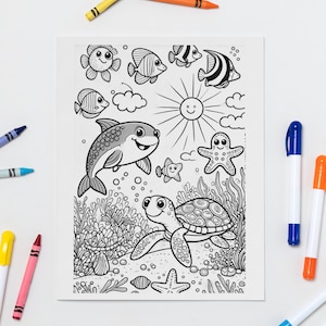 Under the Sea Friends Children's Colouring Page - Etsy