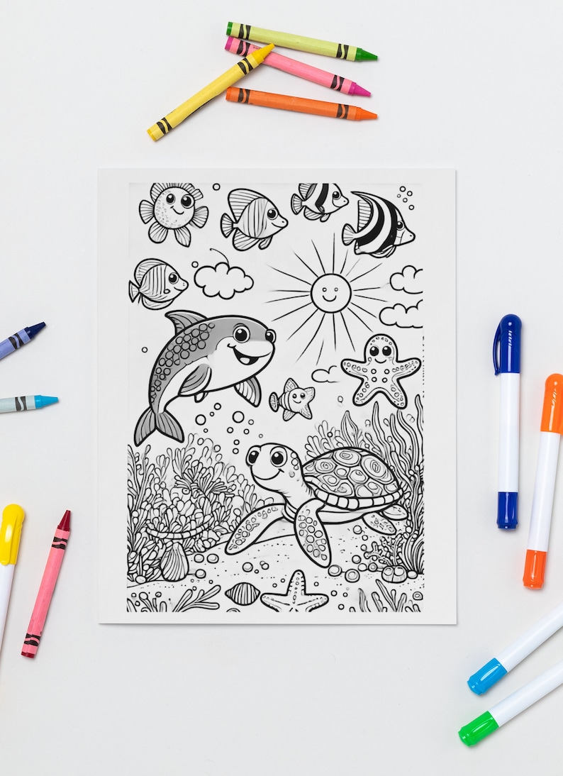 Under the Sea Friends Children's Colouring Page - Etsy