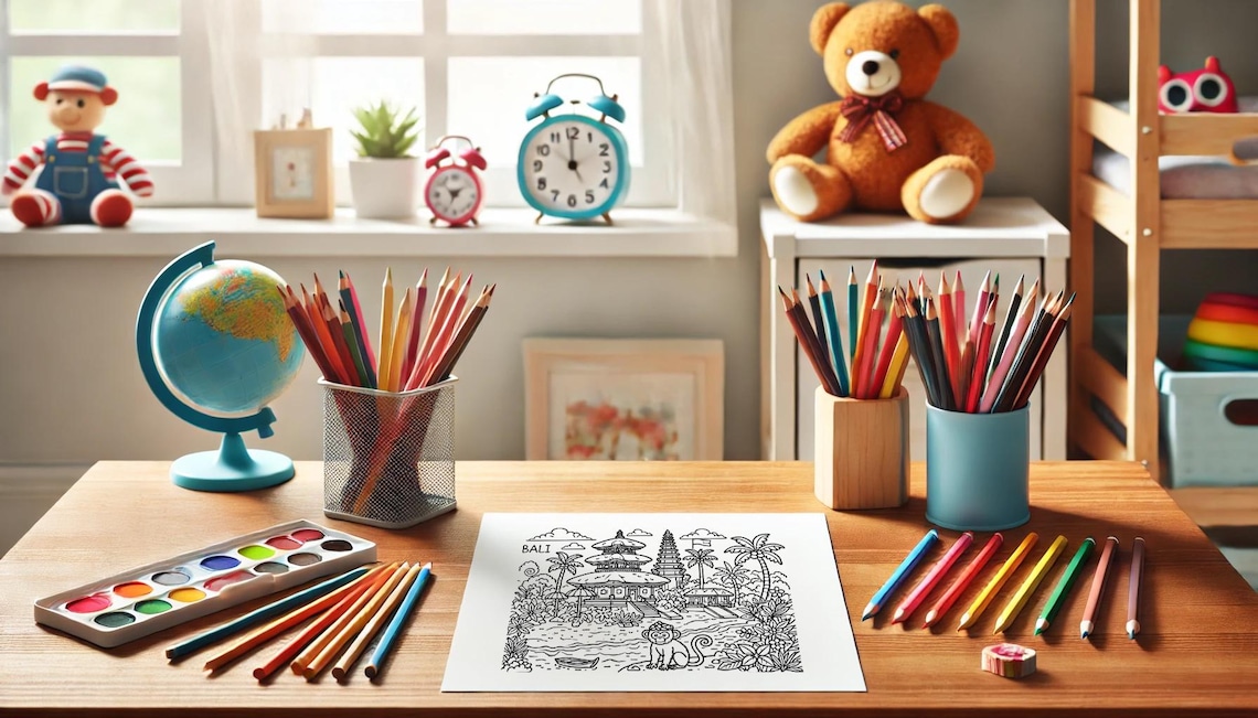 Bali Adventure Educational Coloring Page for Kids - Instant Digital ...