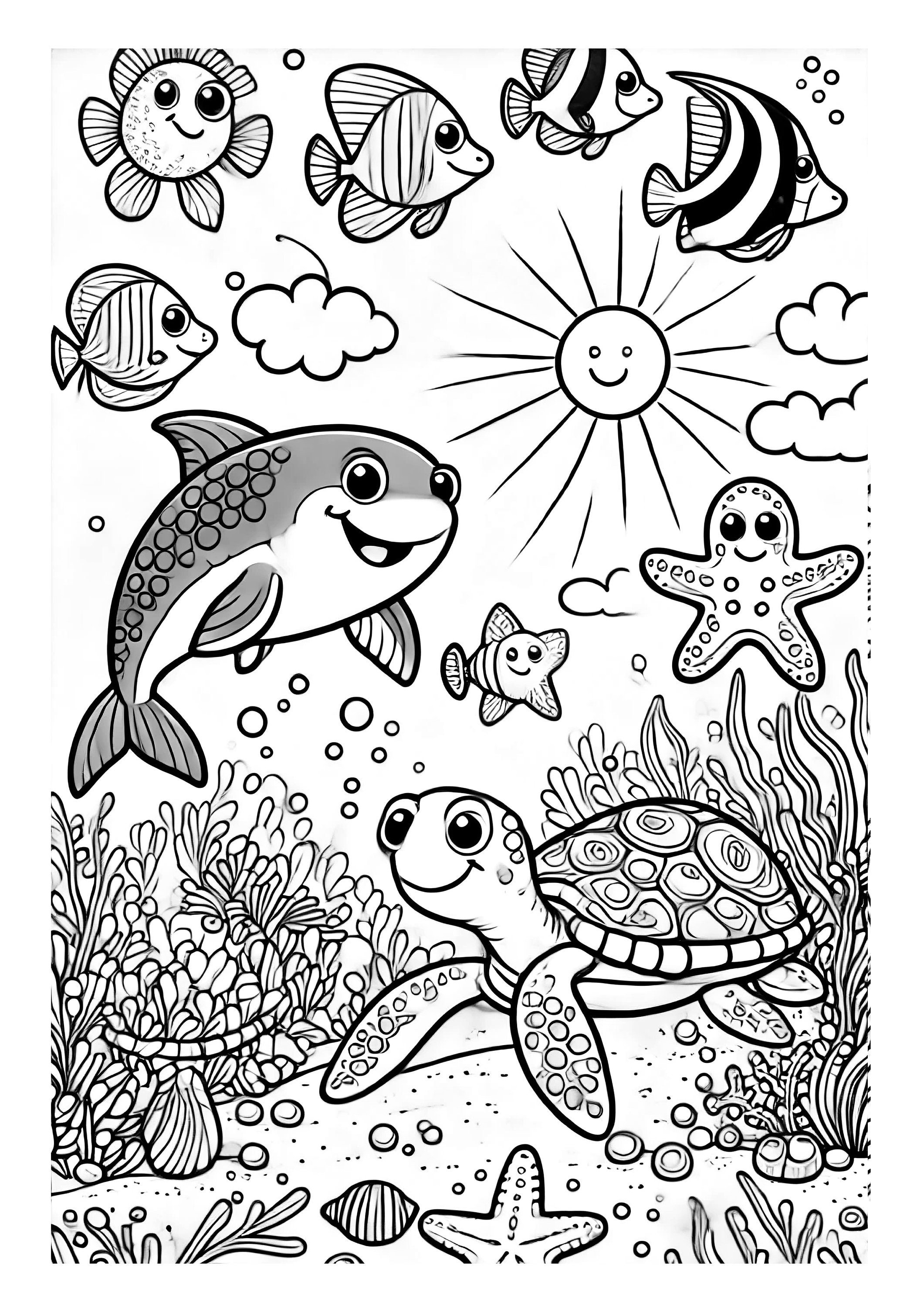 Under the Sea Friends Children's Colouring Page - Etsy