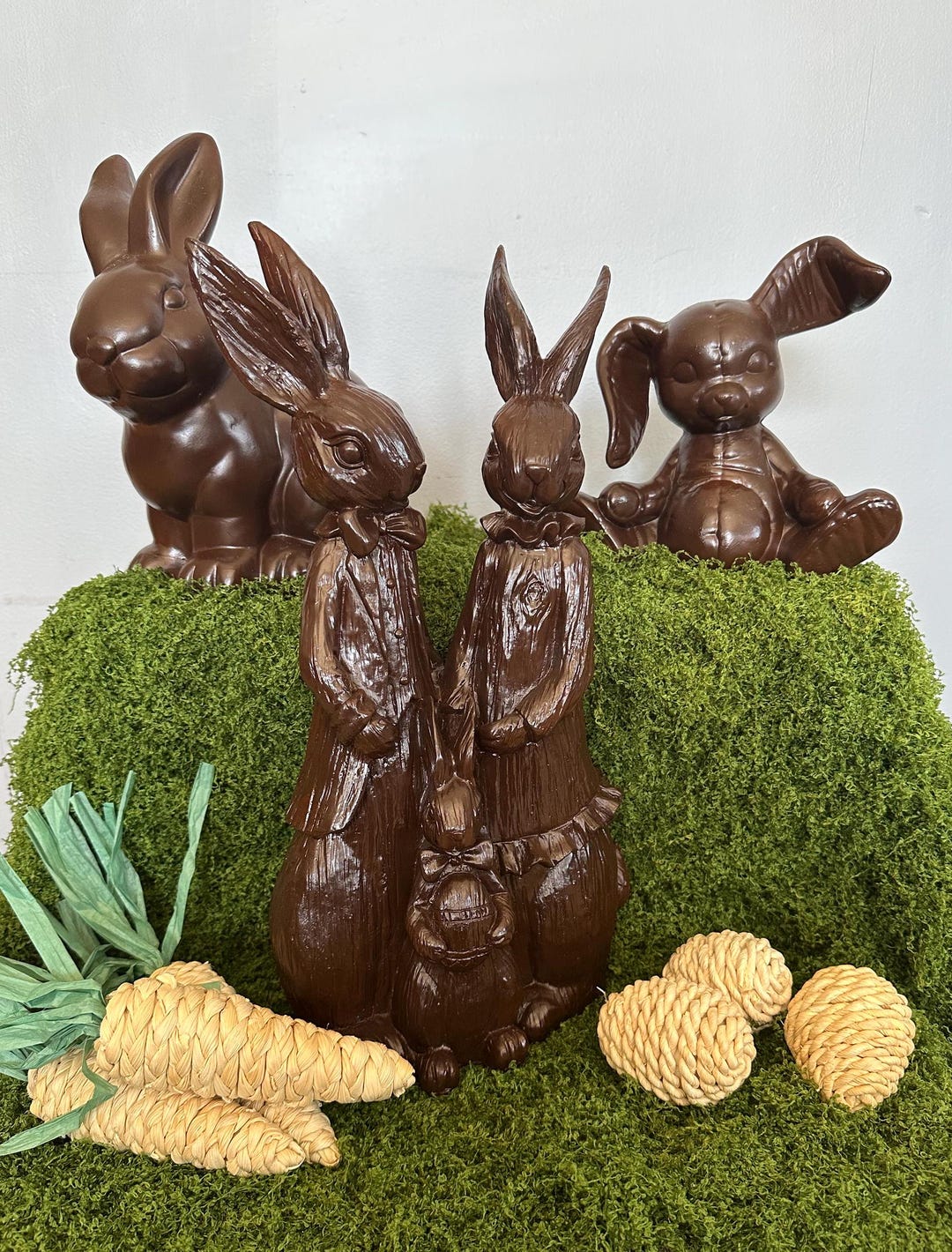 Resin and Ceramic Faux Chocolate Bunnies/spring or Easter Home Decor ...
